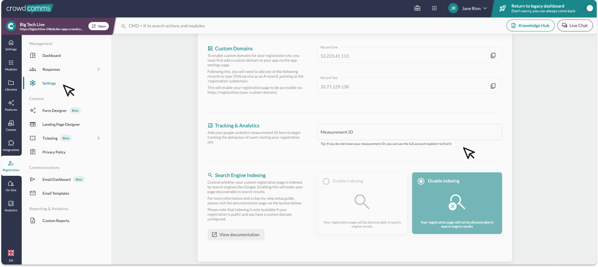 4.17 Registration & Google Analytics - CrowdComms
