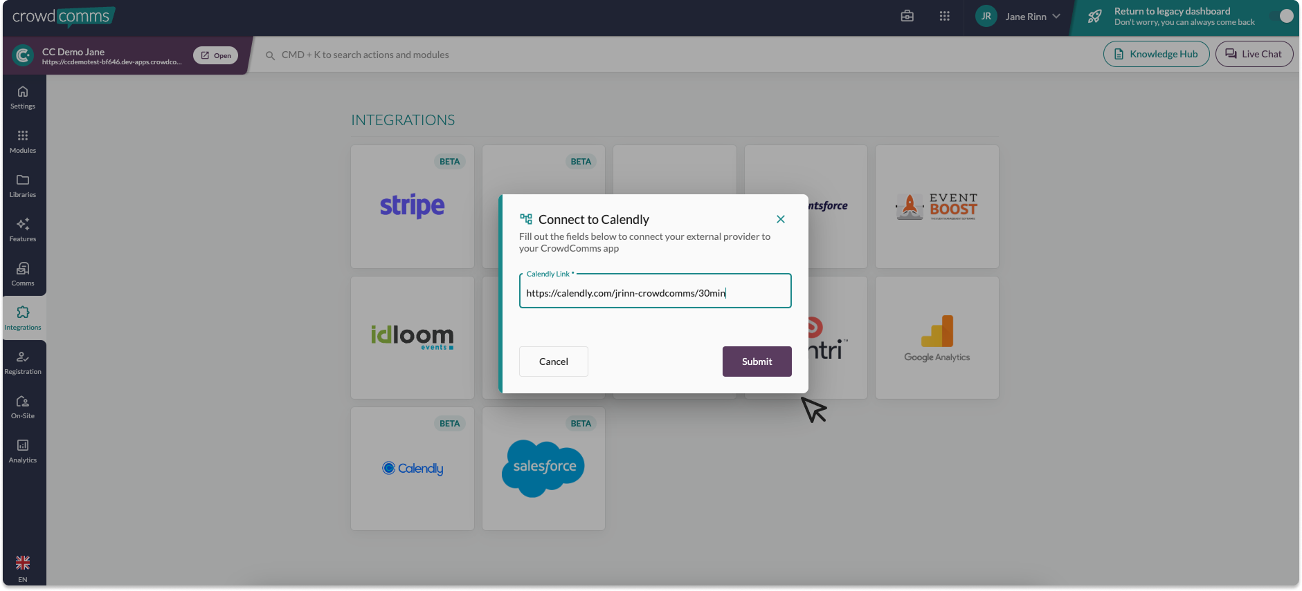 Calendly Integration - CrowdComms