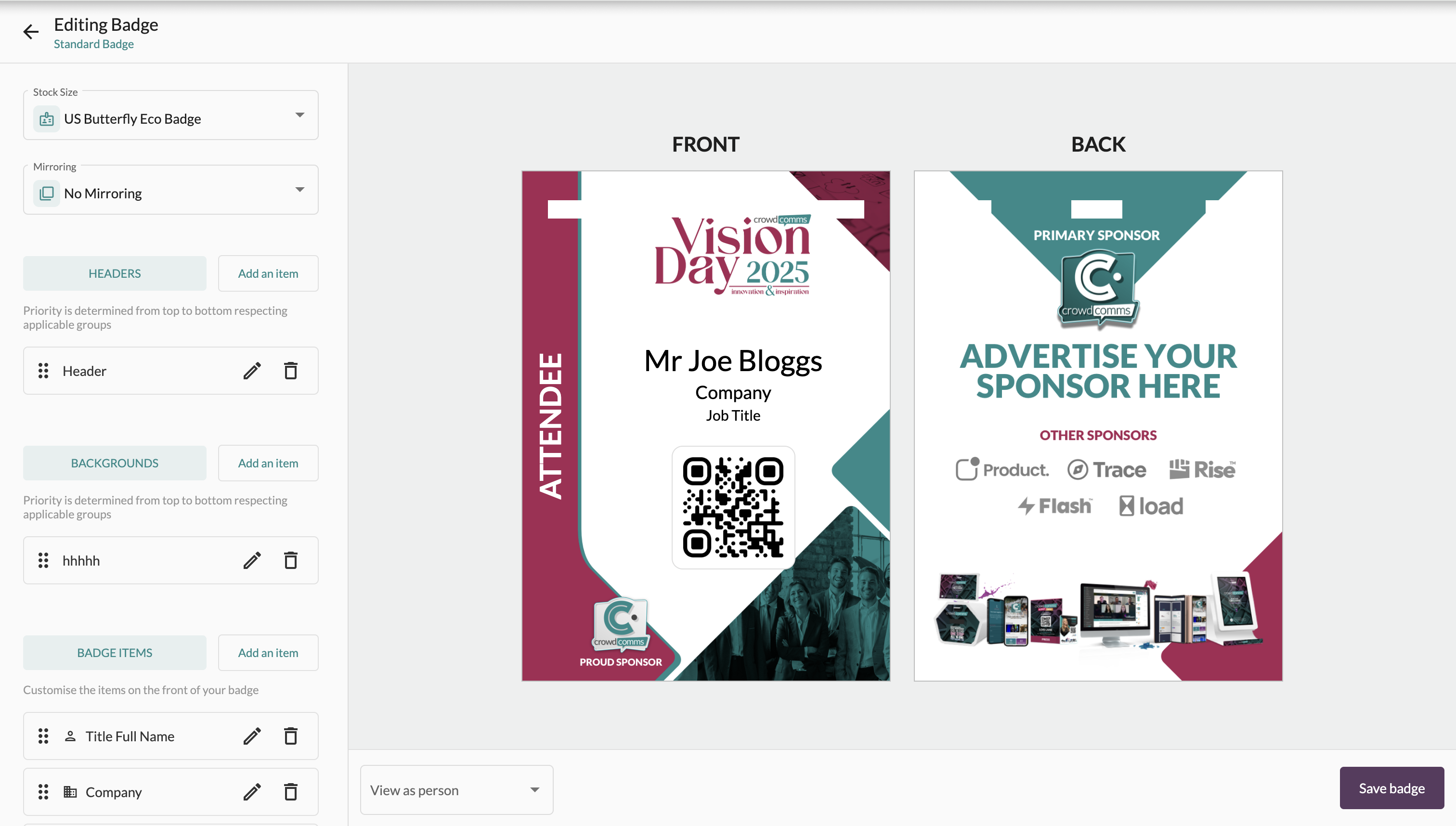Badge Print Considerations: Replicating your brand - CrowdComms